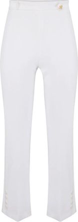 Elisabetta Franchi Femme, Pantalons, Blanc, Taille: 44 FR Straight Pantalons