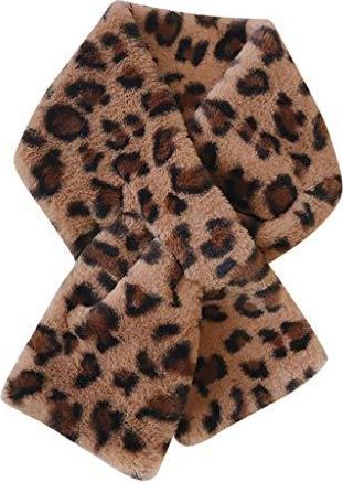 QWUVEDS Femmes mode hiver faux Villus &eacute;charpe v&ecirc;tements dext&eacute;rieur Leopard imprim&eacute; &eacute;charpe chaude &Eacute;charpe Miss France Enfant (Brown, One size)