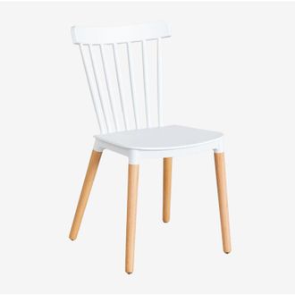 Sklum Sklum - Pack de 2 chaises de salle à manger en bois de hêtre et polypropylène Royal Blanc