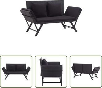 vidaXL vidaXL Auflagen - Gartenbank mit Auflagen 176 cm Schwarz Poly Rattan