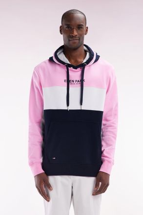 Eden Park Sweatshirt &Agrave; Capuche En Molleton Coton Tricolore Rose Coupe D&eacute;contract&eacute;e