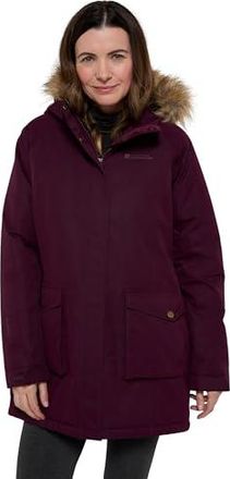Mountain Warehouse Veste dhiver Tarka Femme - Manteau rembourr&eacute; Long, Imperm&eacute;able, Doublure en Polaire, Capuche en Fausse Fourrure - Id&eacute;ale pour Camper par Temps Froid B