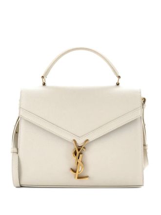 Saint Laurent sac Cassandra &agrave; anse sur le dessus en cuir format moyen - Blanc