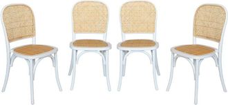 Sweeek 4er-Set Vintage Holz- und Rattanst&uuml;hle - Sweeek