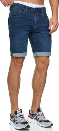 Indicode Herren INDanny Jeans Shorts mit 4 Taschen | Herrenshorts Used Look für Männer Work Blue, XXL