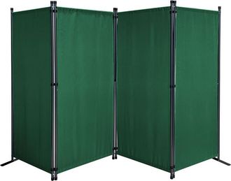 Quick-Star Quick-star - Paravent 4 Teilig 165 x 220 cm Stoff Raumteiler Trennwand Balkon Sichtschutz Stellwand Faltbar Gr&uuml;n
