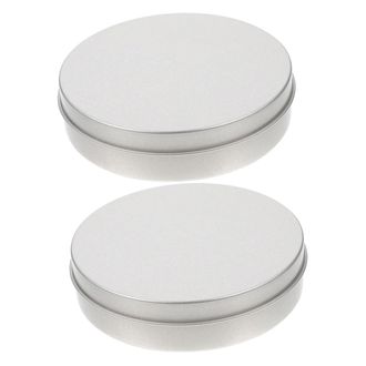 Amosfun 2 Stck. Runde Blechdose aus Lebensmittelechtem Wei&szlig;blech Flache Metalldose Vielseitiger Aufbewahrungsbeh&auml;lter f&uuml;r S&uuml;&szlig;igkeiten Kekse Schmuck und Kleine