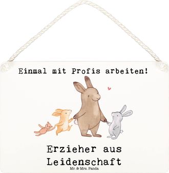 Mr. & Mrs. Panda Türschild Erzieher Leidenschaft DIN A6 - Geschenk, Badschild, Beruf, Lustig, Familie, Ausbildung, Holzschild, Pädagoge, Spruch, holzbild, Schild