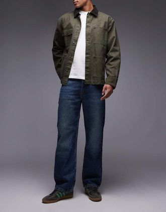 Levi's 565 - Locker geschnittene Straight Jeans in dunkelblauer Waschung-Marineblau