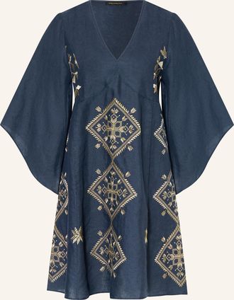 Greek Archaic Kori Strandkleid Lefkada Mit Glitzergarn Und 3/4-Arm blau