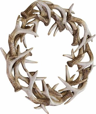 Loberon Kranz Inglewood, Handbemalt, Rustikale Eleganz, Kunstvoll Gestaltete Geweih-Elemente, Natürliche Farbgebung, Tür-, Wand- oder Tischdekoration, Polyres