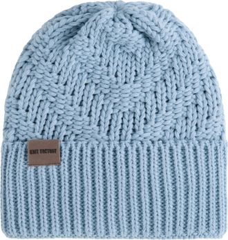 Knit Factory Sally Mütze - Strickmütze für Damen und Herren - Beanie - Wintermütze mit Wolle - Robusten Look - Hochwertige Qualität - Celeste