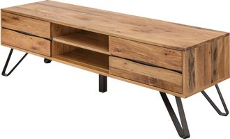Invicta Interior Massives TV-Lowboard Living Edge 160cm Wildeiche geölt Industrial Design TV-Schrank TV-Board