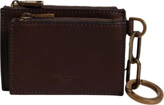 Dolce & Gabbana Kartenetui aus Leder mit Schl&uuml;sselanh&auml;nger - - Accessories - Damen - Braun - ONE SIZE