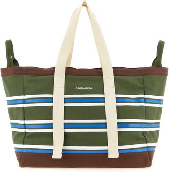 Dsquared2 Femme, Sacs, Multicolore, Taille: ONE Size D2 College Striped Cotton Canvas Shopping Bag