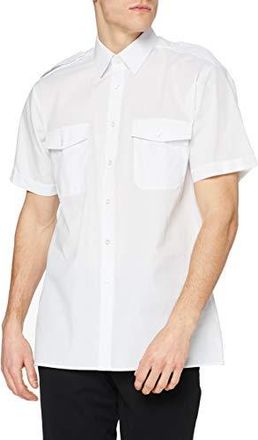 Premier Workwear Short Sleeve Pilot Shirt Chemise Casual, Blanc (White), 17.5 Homme