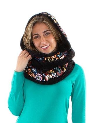 Coline Snood &agrave; capuche tout doux - Couleur : Noir - Taille unique