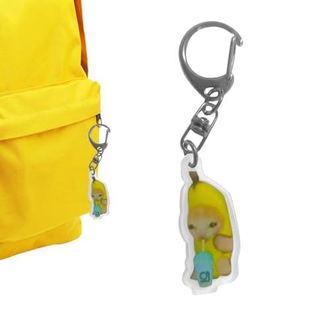 Generic Porte-cl&eacute;s en forme de chat banane, porte-cl&eacute;s transparent avec imprim&eacute; chat banane | Cha&icirc;ne amusante en acrylique 2D pour t&eacute;l&eacute;phone portable avec cor