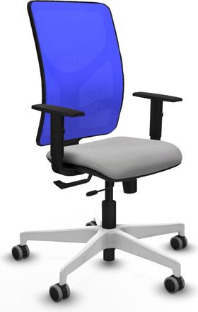 Piqueras y Crespo Verstellbarer Stuhl mit Rollen, 1D-Armlehnen, h&ouml;henverstellbare Lendenwirbelst&uuml;tze, ausgestattet mit Syncro/Traslack und Schneideschaum, Blau/Hellgrau