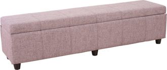 Mendler Aufbewahrungs-Truhe Kriens XXL, Sitzbank Bank, Stoff/Textil, 45x180x45cm - grau