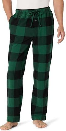 Amazon Essentials Pantalon de Pyjama Respirant en Flanelle (Disponible en Grandes Tailles et Grandes Longueurs) Homme, Noir Vert Carreaux Lainés, XXL