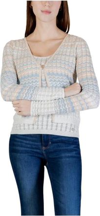 Guess Femme, Pulls, Beige, Taille: 38 FR Cardigan &agrave; Manches Longues et Boutons avec Col en V
