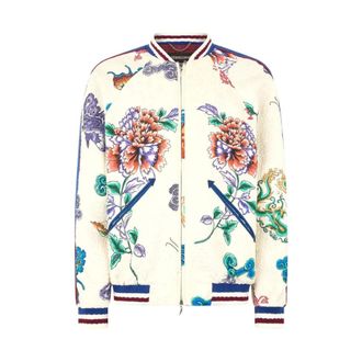 Roberto Cavalli Homme, Vestes, Multicolore, Taille: M Bomber Jacket With Dragon, Flowers And Butterflies