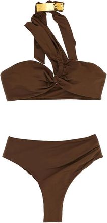 Elisabetta Franchi Femme, Maillots de bain, Brun, Taille: 38 FR Bikini avec d&eacute;tail bijou