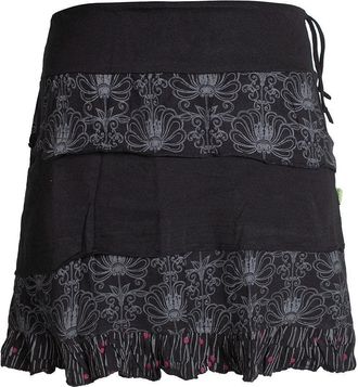 vishes Alternative Bekleidung - Damen Patch-Work R&uuml;schen-Rock - Breiter Dehnbarer Bund und Taschen schwarz 44-46