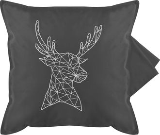 Shirtracer Kissenbezug - Statement - Hirschmotiv I Hirsch I Deer - 50 x 50 cm - Grau - hirschkissen statement-kissen statements mit bezug kissenhülle sofakissen 