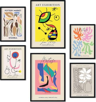 Nacnic Set von 6 abstrakten Kunst Poster. Sammlung von Platten mit &auml;sthetischer Collage f&uuml;r Innendekoration. Gr&ouml;&szlig;en A3 und A4. Rahmenlos