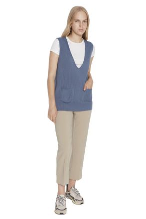 Trendyol Damen Indigo Mobile Detailed Knitwear Sweater, Indigoblau, S EU