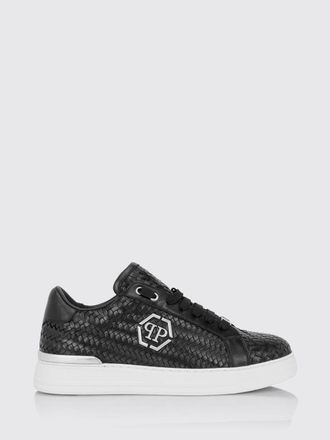 Philipp Plein Low-Top-Sneaker aus geflochtenem Leder mit Hexagon-Logo