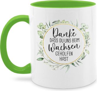 Shirtracer Tasse Tassen 325ml - Erzieherin - Danke dass du uns beim Wachsen geholfen hast I Geschenk Erzieher Kita I Danke Geschenk Tagesmutter - 325 ml - Hellgr