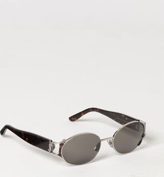 Saint Laurent Lunettes de soleil ovales en ac&eacute;tate &eacute;caille avec monogramme YSL