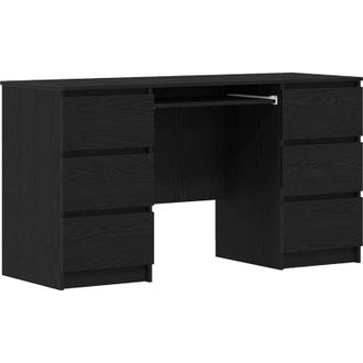 vidaXL Vidaxl - Bureau droit ch&ecirc;ne noir 140 x 50 x 76 cm - Bois ding&eacute;nierie durable - Montage facile - Pour espace de travail moderne