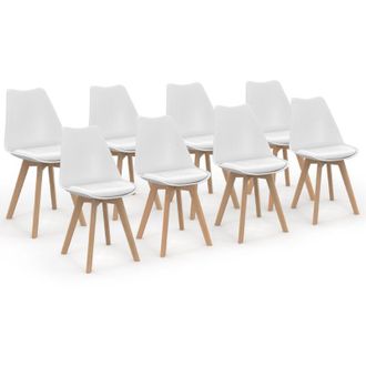 IDMarket Idmarket - Set aus 8 skandinavischen Esszimmerst&uuml;hlen sara in Wei&szlig;