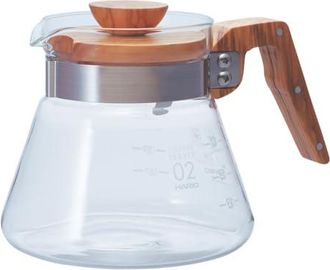 Hario Hario Kaffekanne, 600 ml, Griff und Deckel aus Olivenholz, durchsichtig, 4 Cup