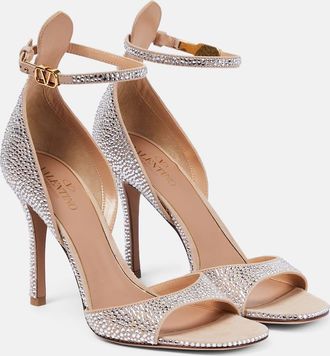 Valentino Garavani Sandalen VLogo aus Leder mit Kristallen