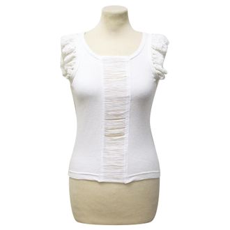 Matthew Williamson White Lace and Fringe Detailing Top Size XS