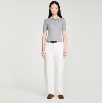 Sandro Pull en laine pointelle col polo