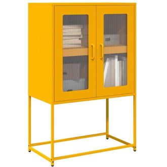 vidaXL Highboard Senfgelb 68x39x107 cm Stahl - Vidaxl