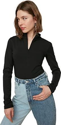 Trendyol Body Moulant en Tricot à col roulé pour Femme Chemise, Noir, XS