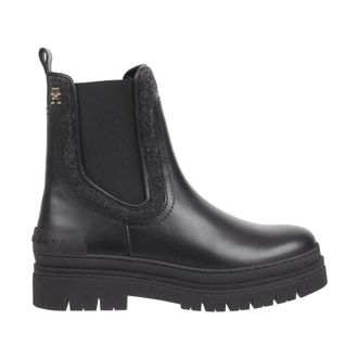 Tommy Hilfiger Feminine Filz Chelsea Stiefelette - - Shoes - Damen - Schwarzk - 41 EU