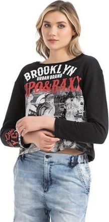 Cipo & Baxx Sweat-shirt à manches longues pour femme - Pull élégant avec imprimé et décorations - Look quotidien confortable pour les loisirs, lécole et la tenue 