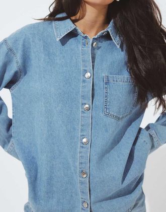NA-KD Chemise en jean - Bleu clair