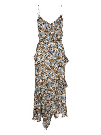 Veronica Beard robe mi-longue Eve à fleurs - Bleu