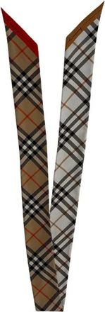 Burberry unisex, Accessoires, Beige, Taille: ONE Size Skinny Contrast Check Silk Scarf