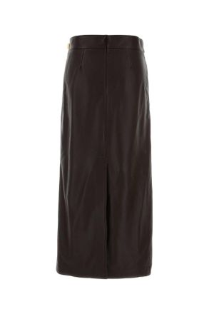 Ferragamo Womens Dark Brown Leather Skirt Expresso Gonne