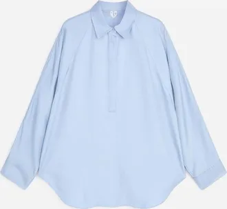 Arket Hemd Aus Seidentwill -Blau